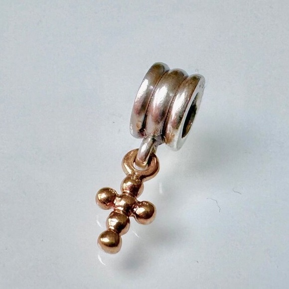 Pandora | Jewelry | Pandora Two Tone Gold Cross Dangle Charm | Poshmark
